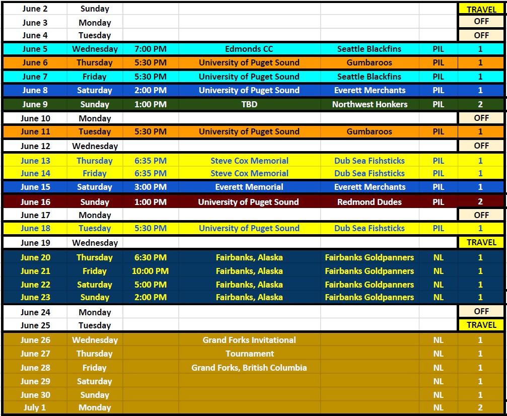 Schedule – Seattle Cheney Studs Baseball